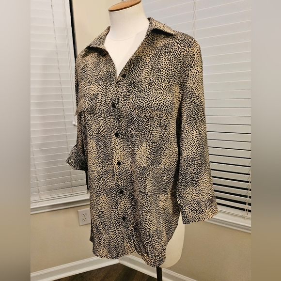 White Stag | Tops | Nwt White Stag Womens Leopard Print Button Up Top ...